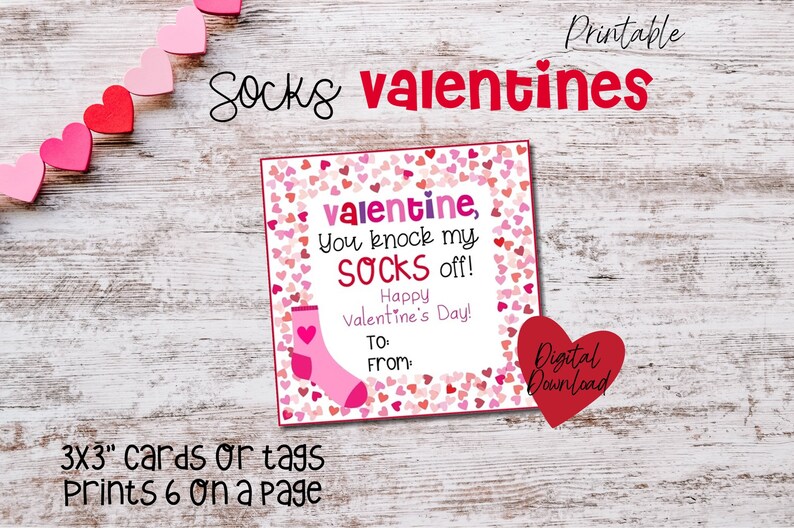 You Knock My Socks off Digital Valentine Cards Printable Sock - Etsy