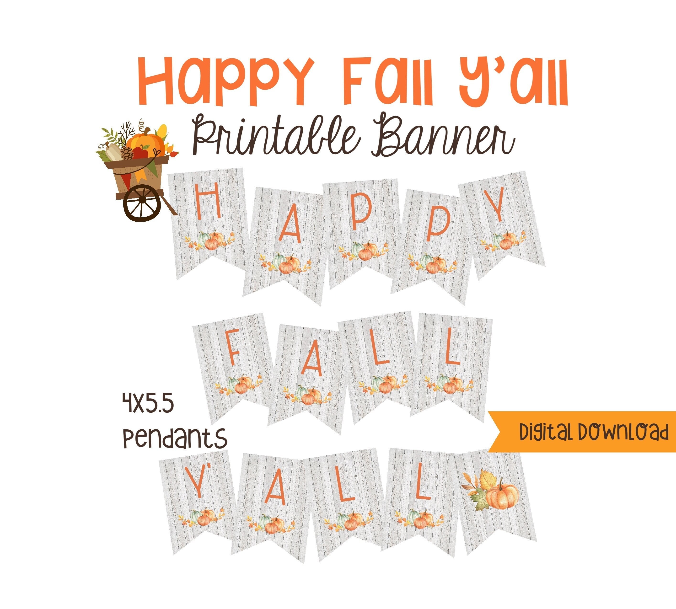 Happy Fall Y'all Printable Banner Fall Banner Fall | Etsy