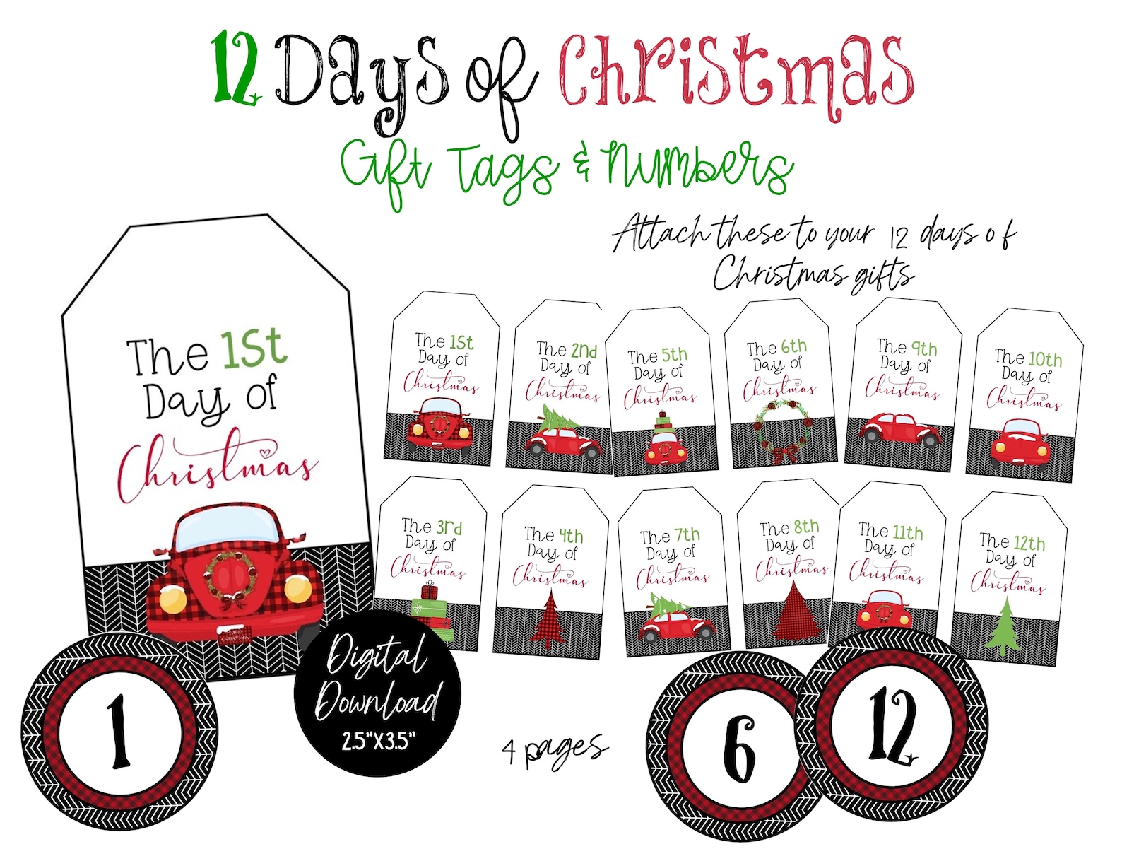 12 Days of Christmas Gift Tags the Twelve Days of Christmas - Etsy