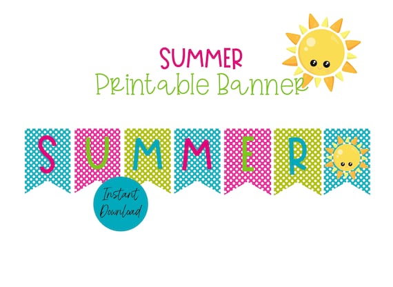 Summer Banner Printable Banner for Summer Bright Summer - Etsy