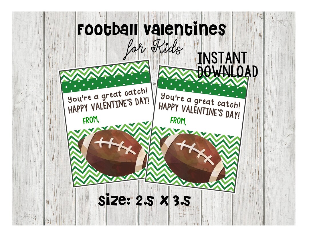 Football Valentines, Football Valentine Cards for Kids, Digital ...