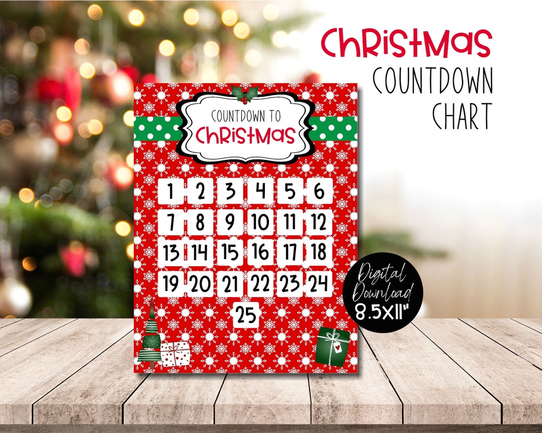 Christmas Countdown Chart, Kids Countdown Until Christmas, Christmas ...