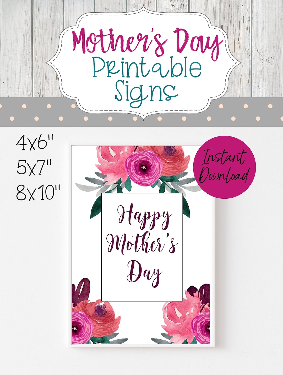 Happy Mother's Day Printable Sign, Mother's Day Prints, Mother's Day ...