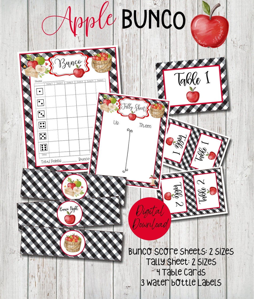 Apple Themed Bunco Score Sheets Bundle, Fall Apple Bunco Sheets, Bunco ...