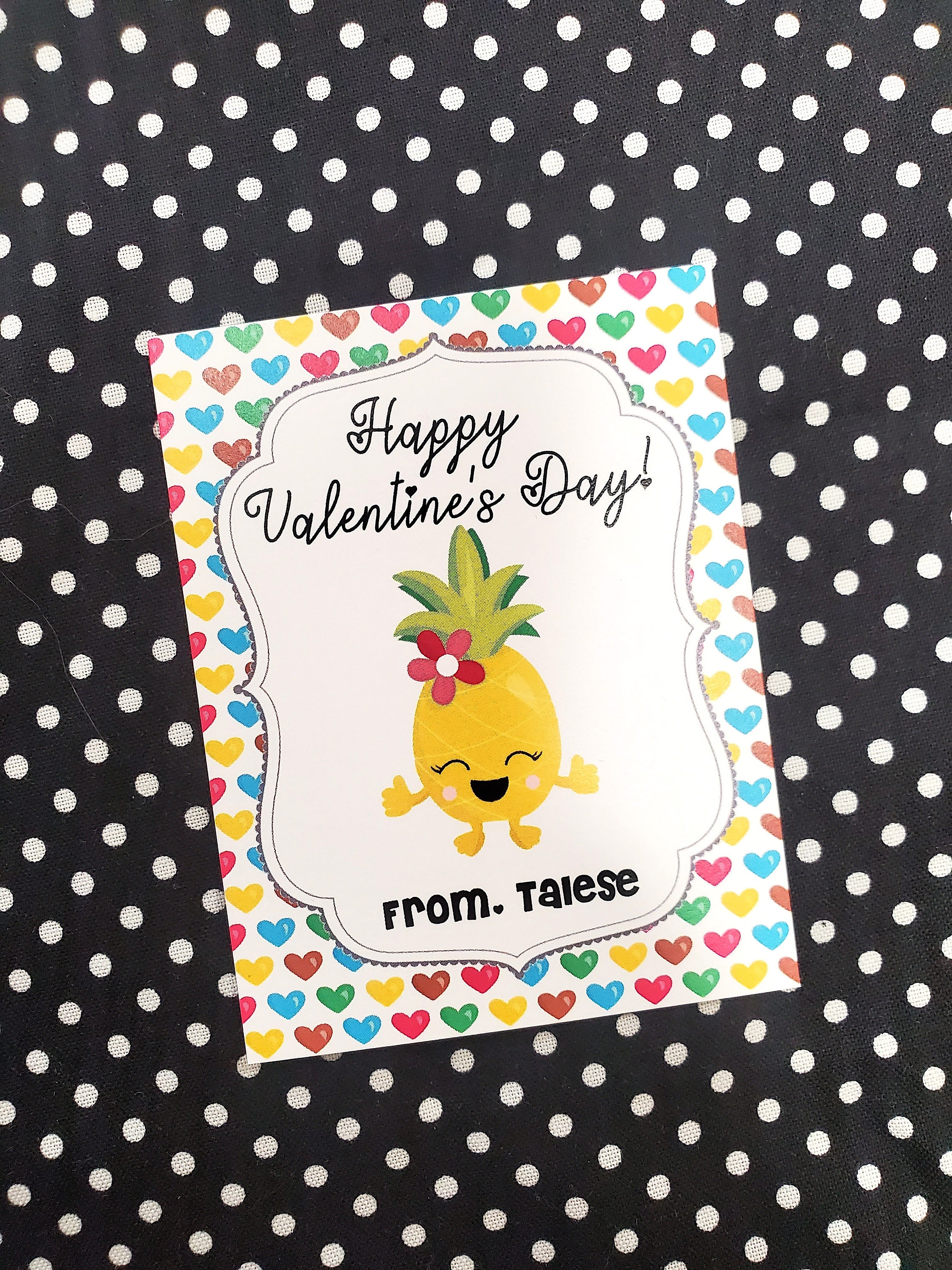 Kids Printable Pineapple Valentine's Day Cards, Student Valentine Cards ...