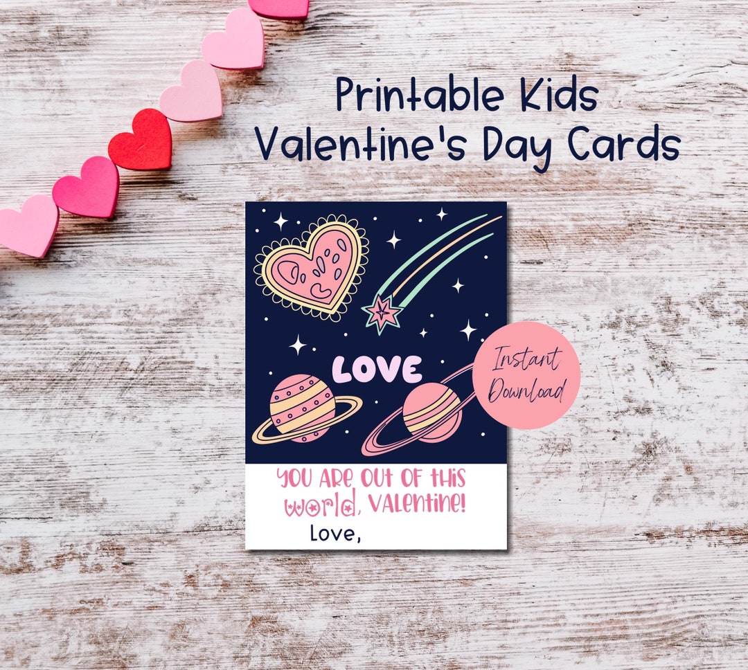 Printable Space Valentines, Space Valentine's Day Cards, Girl ...