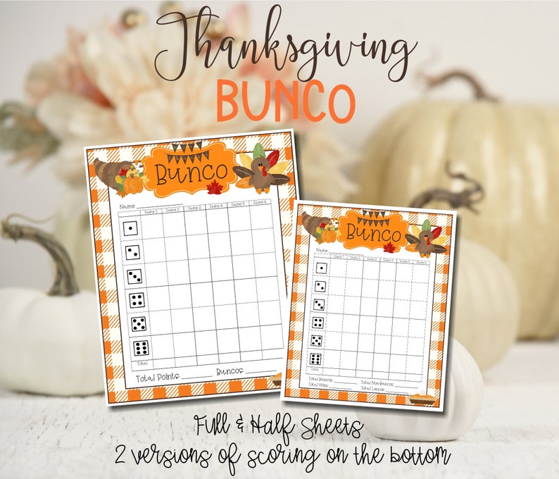 Thanksgiving Bunco Score Sheets November Bunco Printables - Etsy