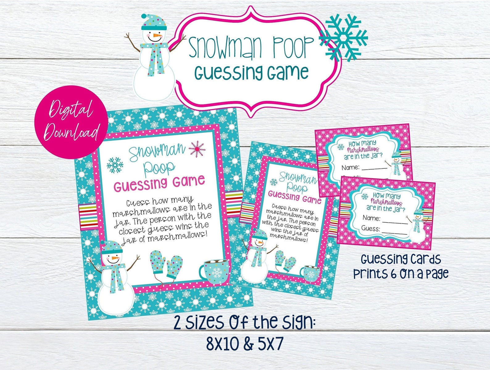 Snowman Poop Guessing Game Printable Winter Game Winter | Etsy