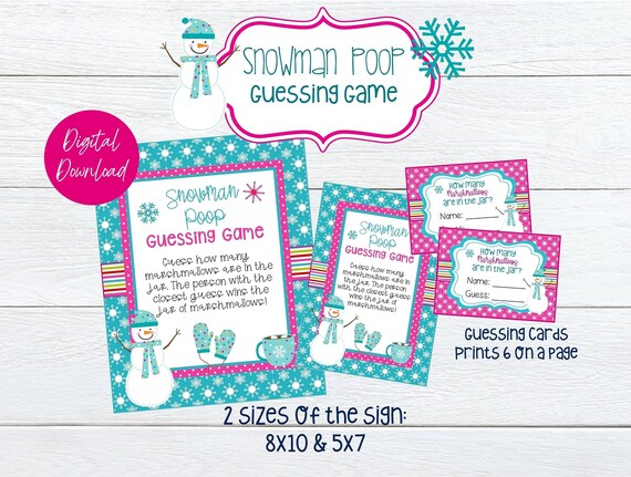 Snowman Poop Guessing Game Printable Winter Game Winter | Etsy