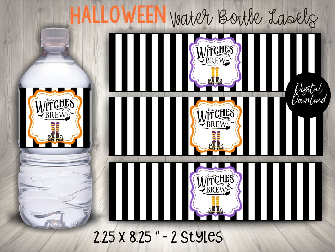 Witches Brew Halloween Water Bottle Labels, Printable Halloween Drink ...