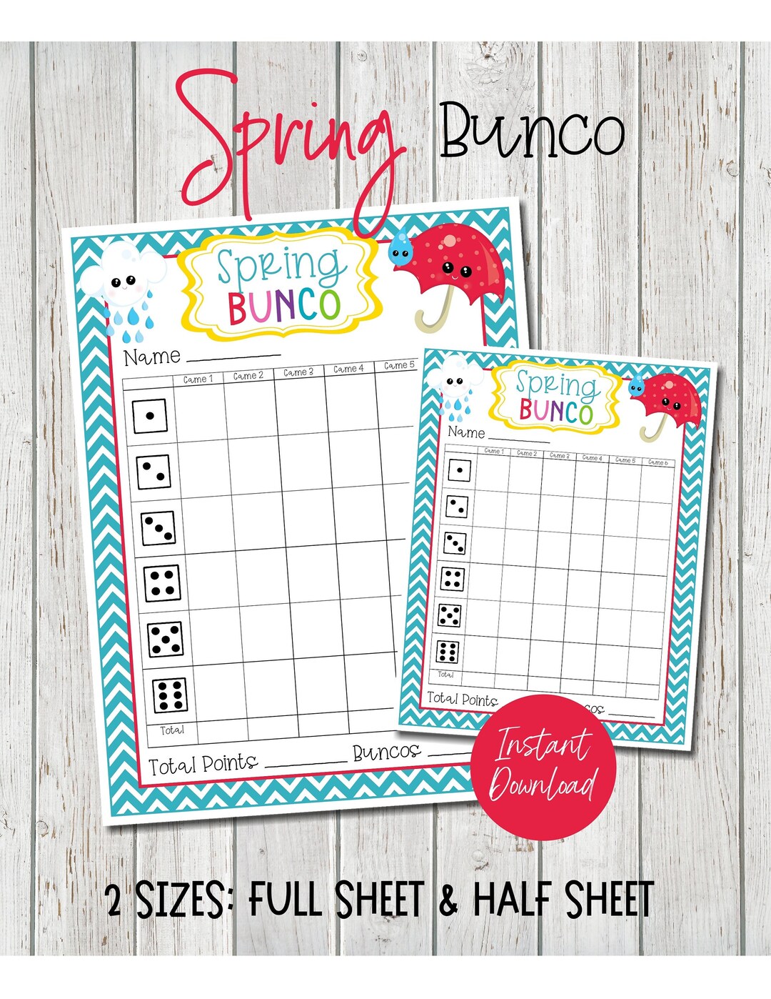 Spring Bunco Worksheets, Bunco Printables for Spring, Spring Bunco ...