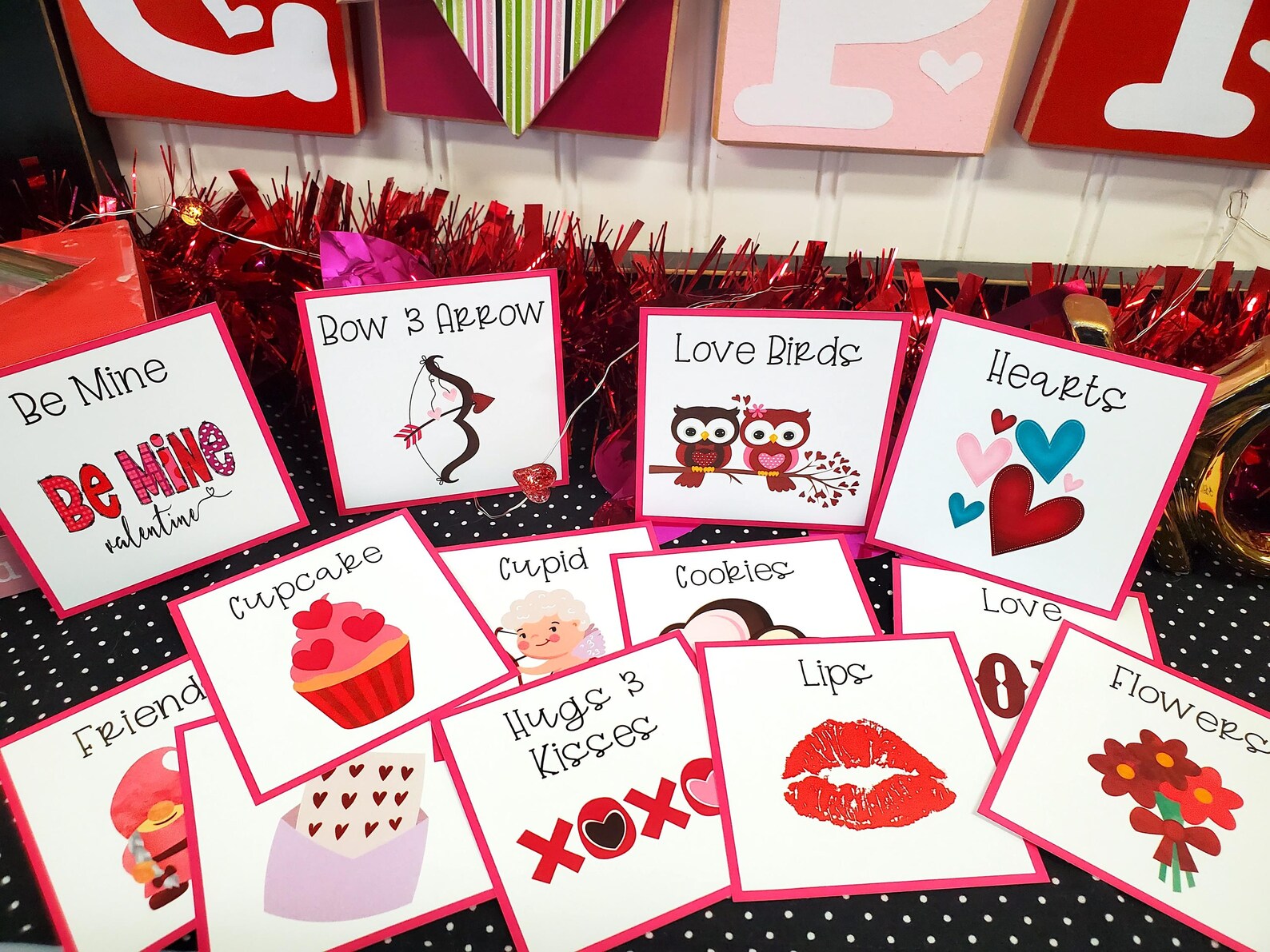 Valentines Cards for Charades or Pictionary, Valentines Game, Printable ...