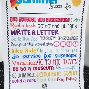 Summer Bucket List, Printable Summer Bucket List for Kids, Student ...
