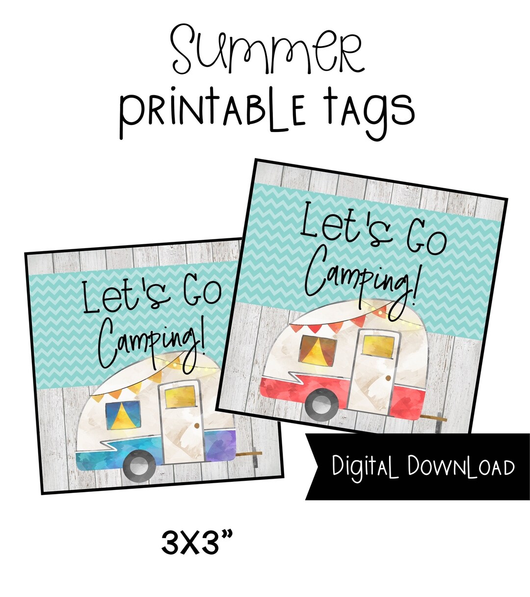 Let's Go Camping Printable Gift Tags-summer Tags-camping Digital Prints ...
