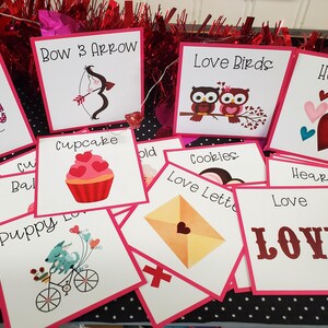 Valentines Cards for Charades or Pictionary, Valentines Game, Printable ...