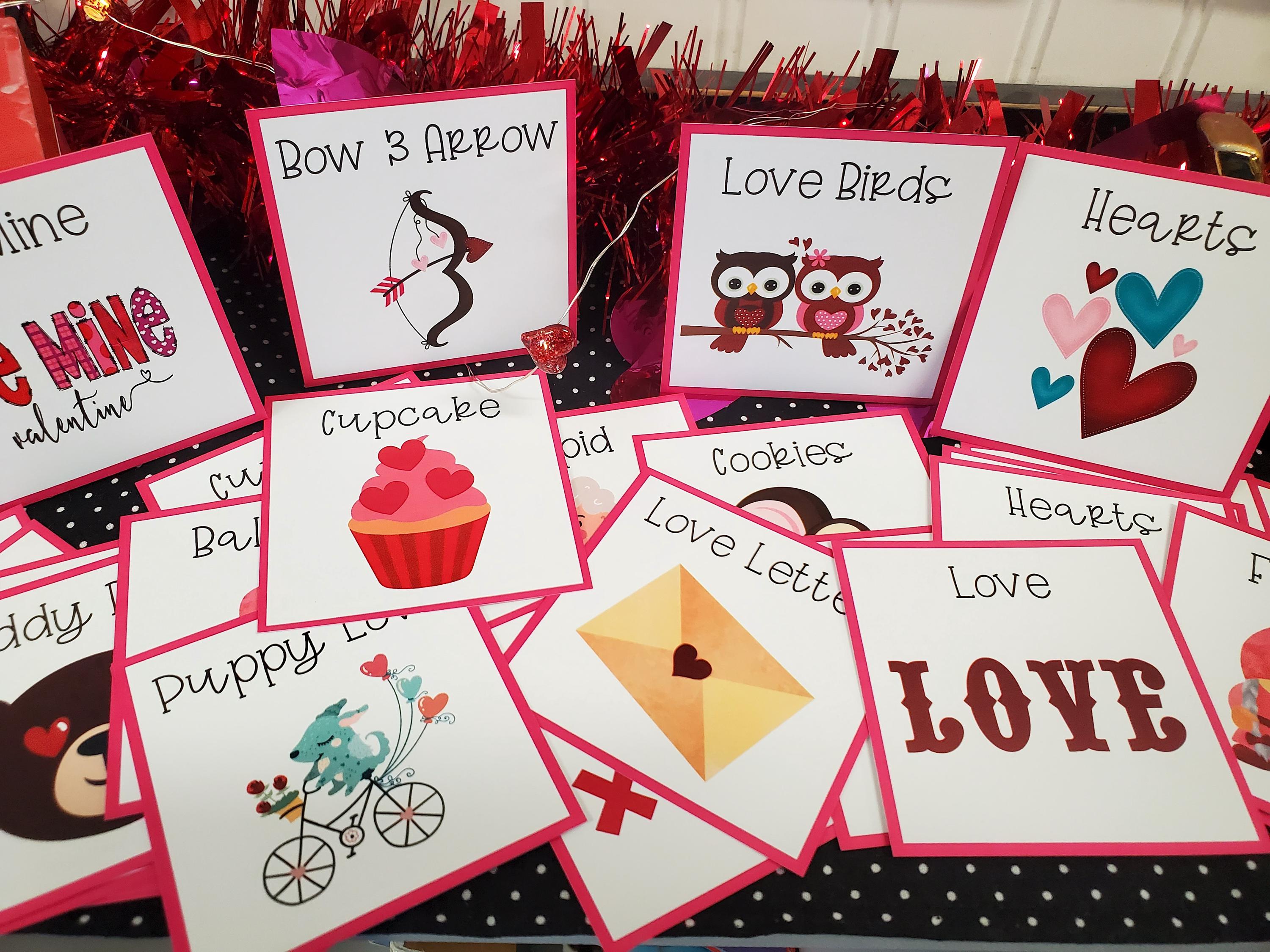 Valentines Cards for Charades or Pictionary, Valentines Game, Printable ...