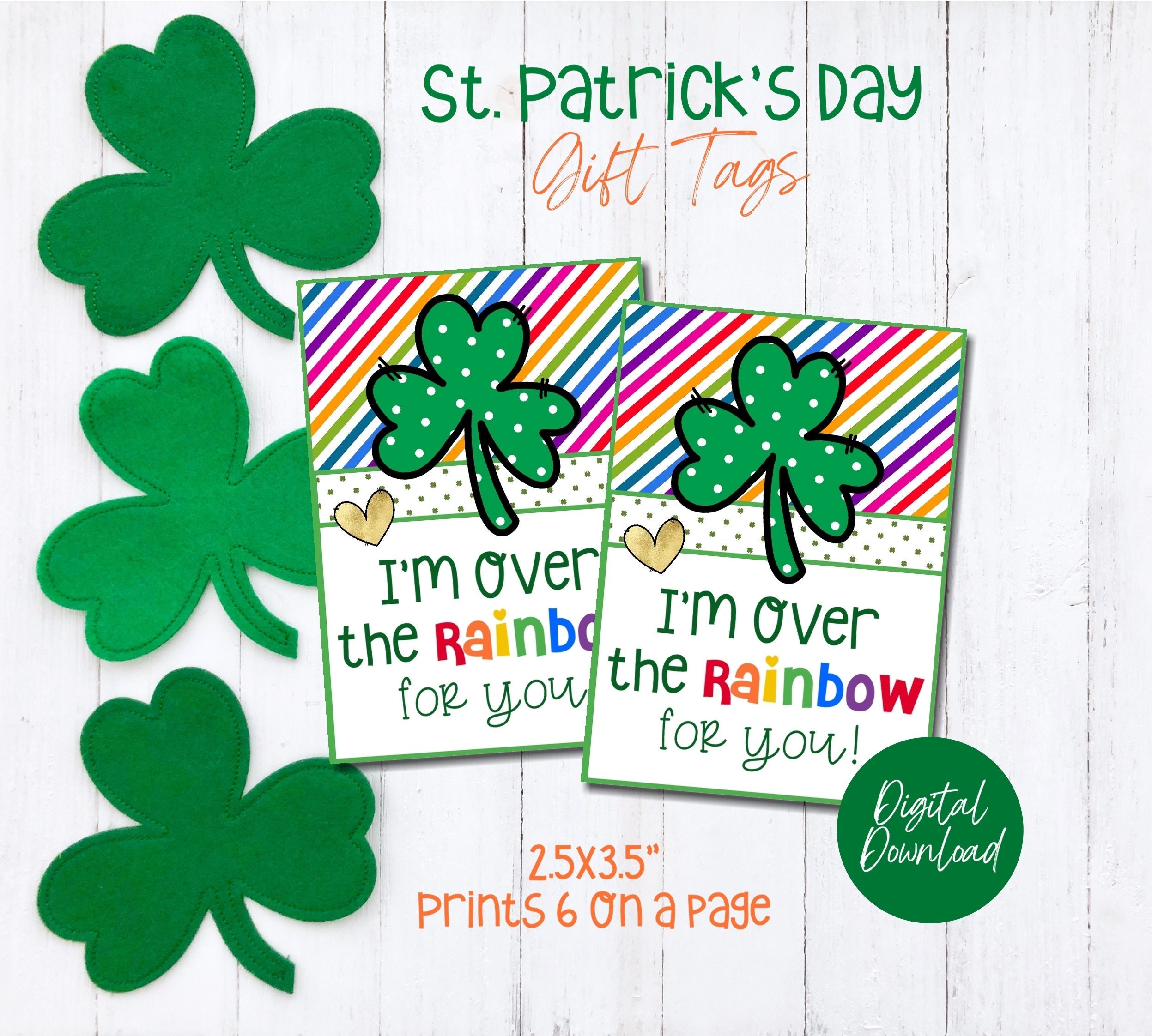 I'm Over the Rainbow for You Gift Tags St. Patrick's | Etsy