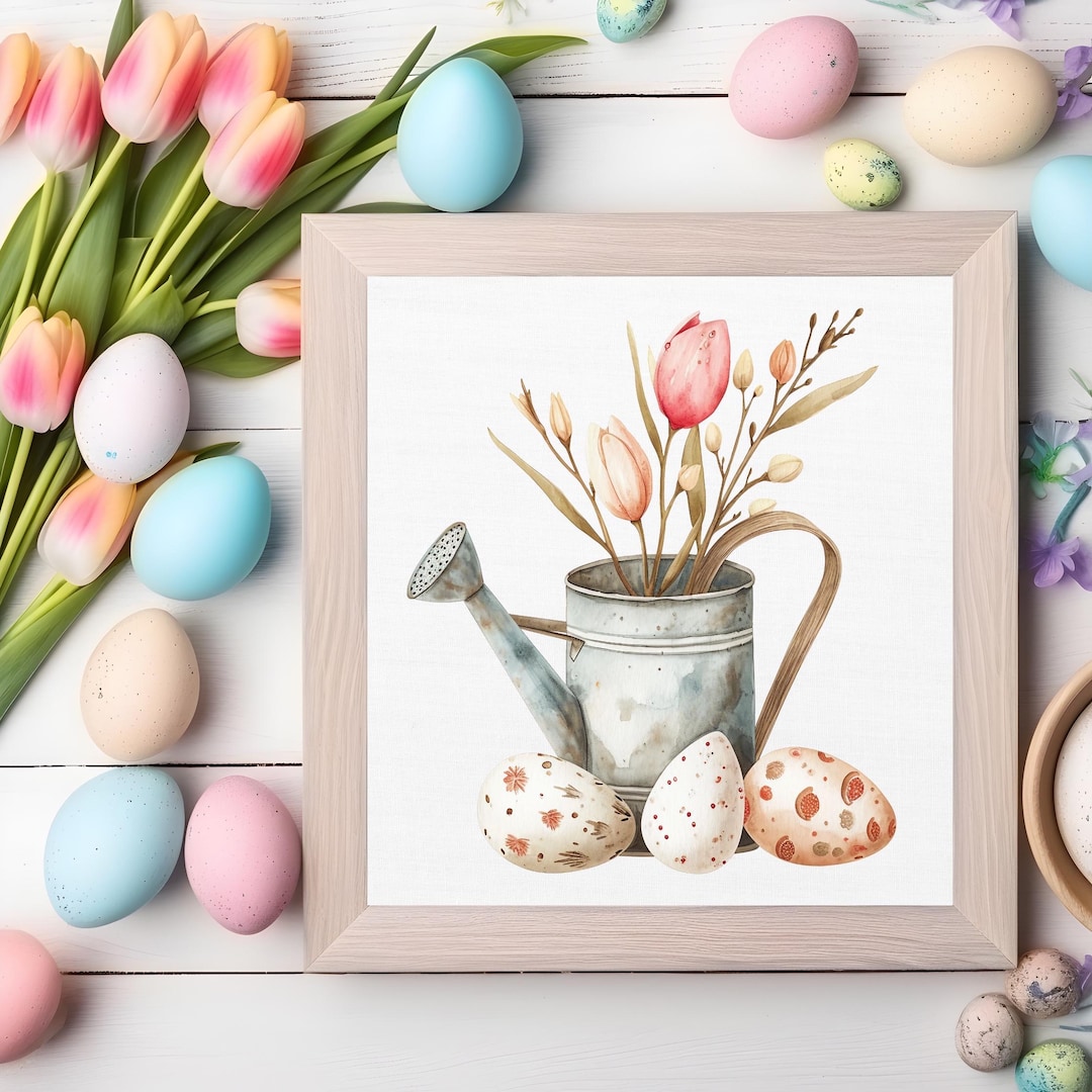 Floral Easter Print, Spring Wall Art, Printable Easter Decorations, 8x8 ...