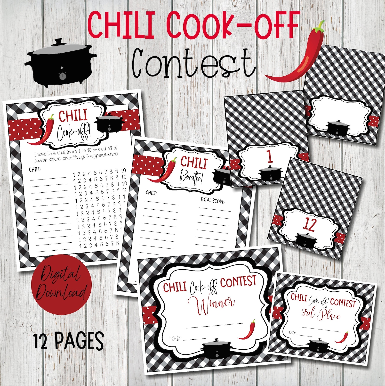 Chili Cook-off Contest Printables Chili Cook-off Score - Etsy