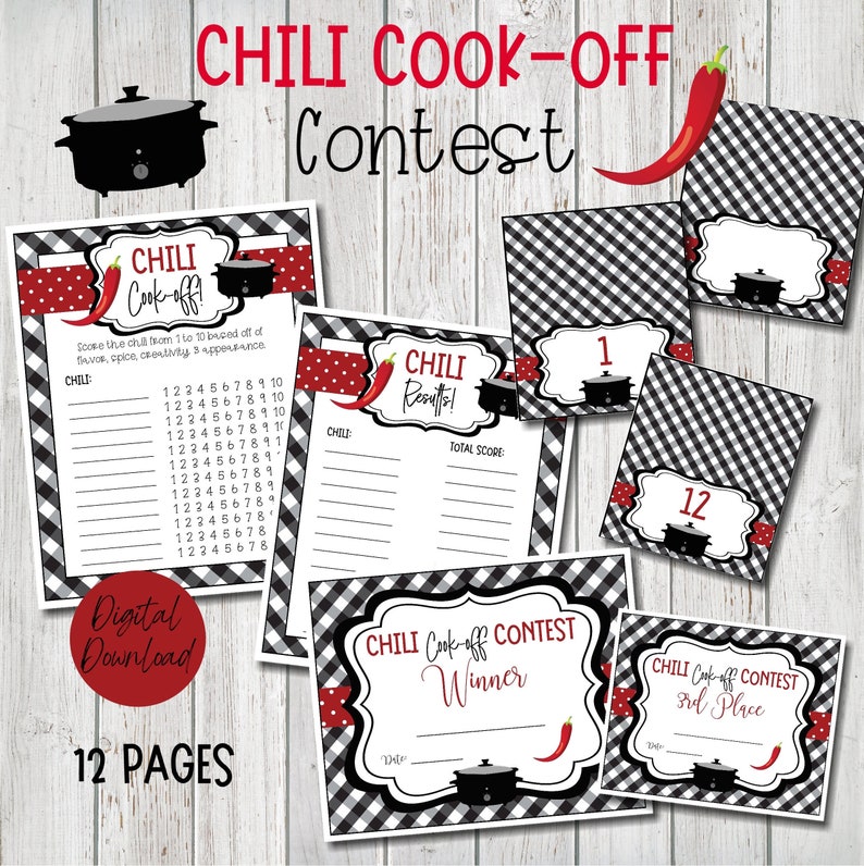 Chili Cook-off Contest Printables Chili Cook-off Score - Etsy
