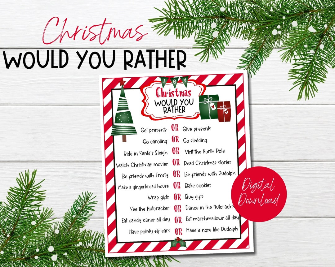 Would You Rather Christmas, Christmas Would You Rather Game, Christmas ...