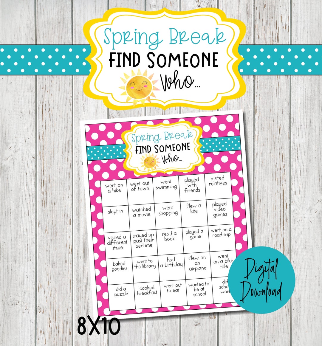 Find Someone Who Game, After Spring Break Game, Printable Games for ...