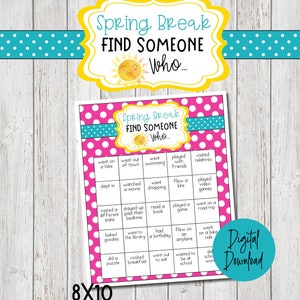 Find Someone Who Game, After Spring Break Game, Printable Games for ...