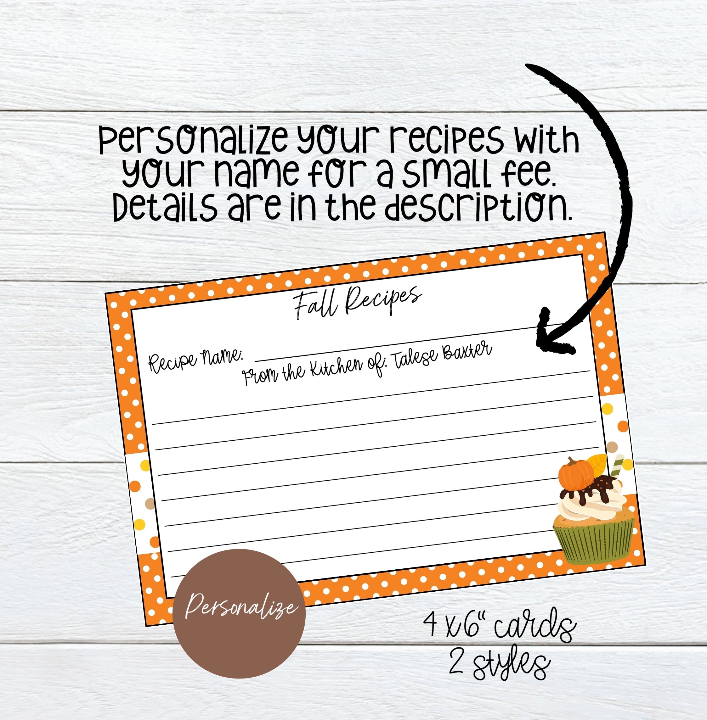 Fall Recipe Cards Printable Fall Recipe Cards 4x6 Recipe | Etsy
