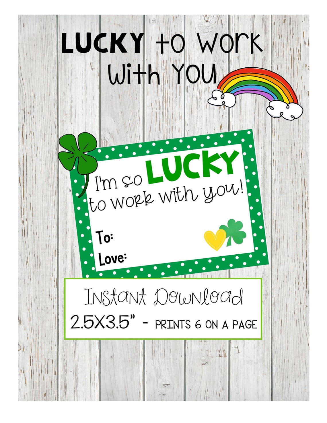 I'm so Lucky to Work With You Gift Tags for St. | Etsy
