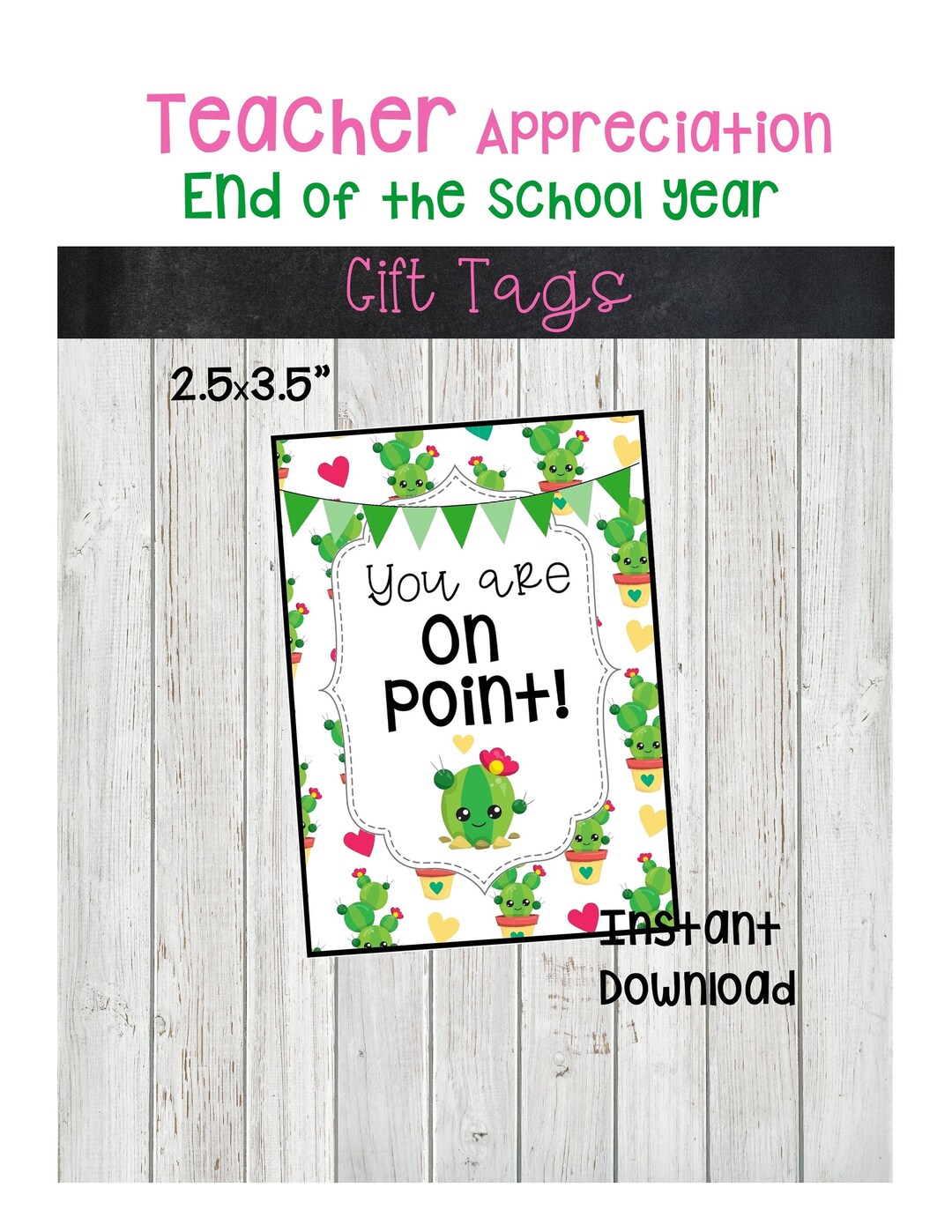 Cactus Gift Tags: Teacher Appreciation, End of Year (digital Download ...