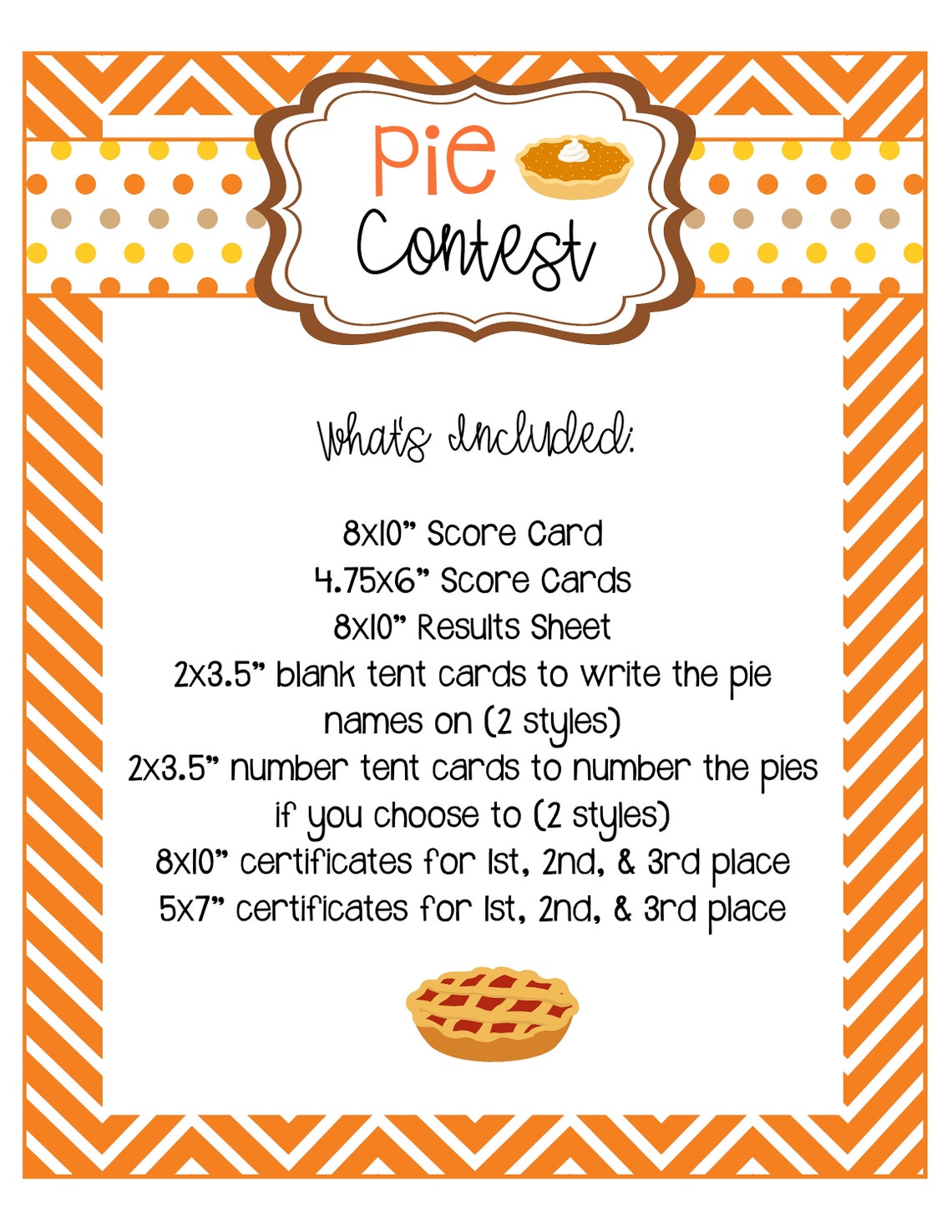 Pie Contest Printables, Pie Baking Contest Score Cards, Printable Pie ...