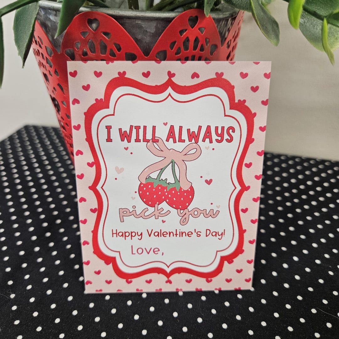 Printable Strawberry Valentines Day Cards for Kids, Strawberries ...