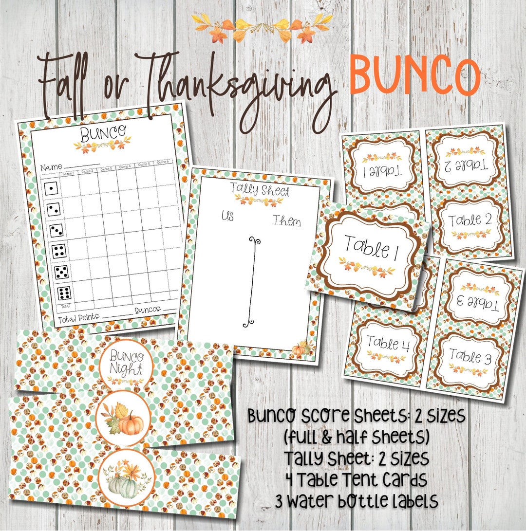 Fall Bunco Worksheets, Fall Bunco Bundle, Bunco Score Cards, Bunco ...