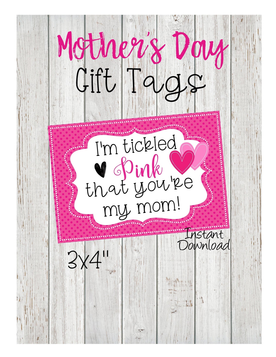 I'm Tickled Pink That You're My Mom gift tags-Happy | Etsy