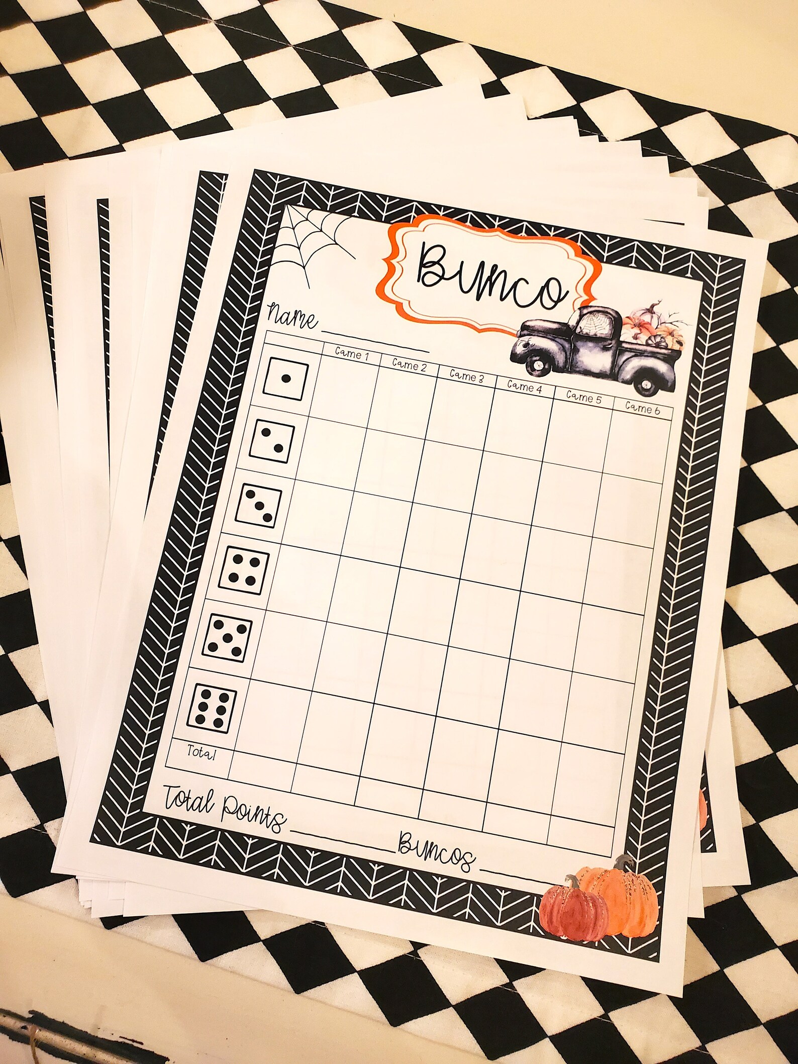 Halloween Bunco Score Cards October Bunco Worksheet - Etsy