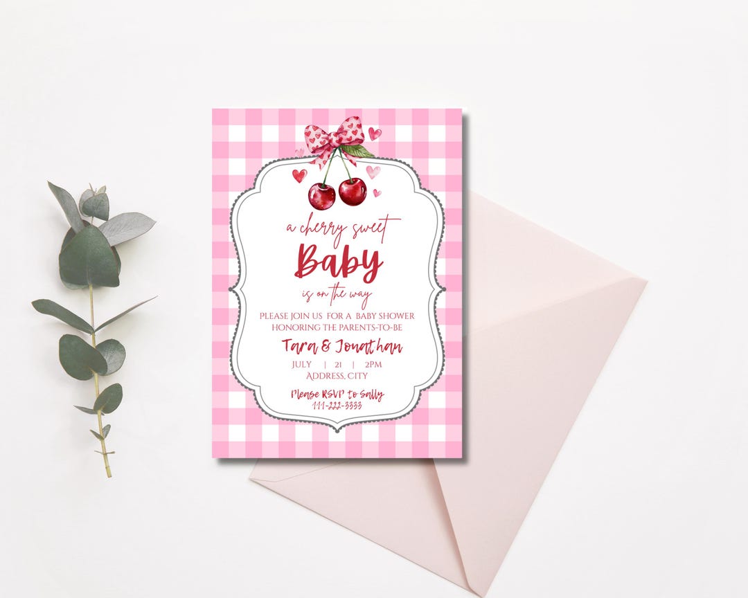 Editable Cherry Baby Shower Invitation Template | Sweet Baby Printable ...