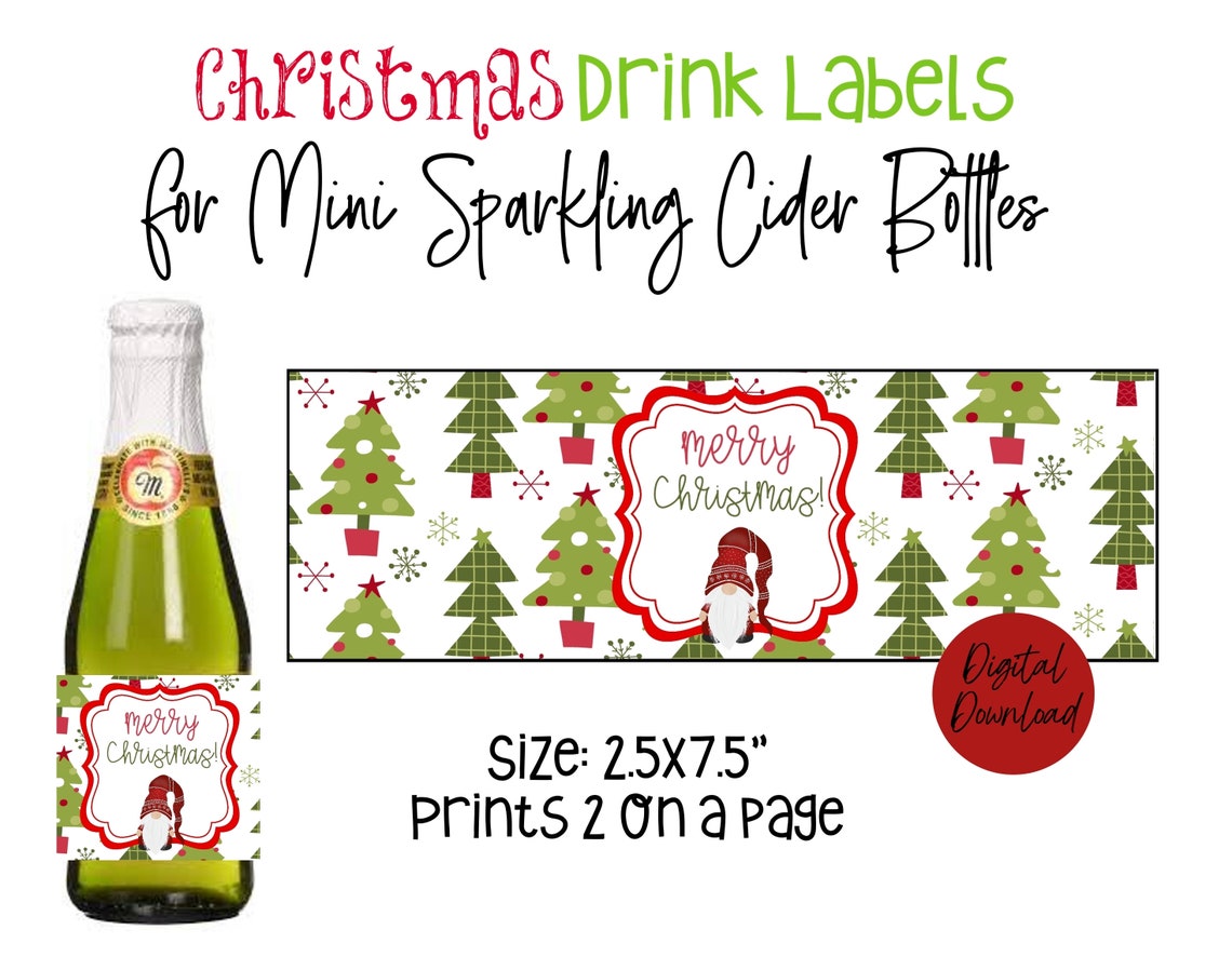 Christmas Drink Labels for Mini Sparkling Cider Bottles, Printable ...
