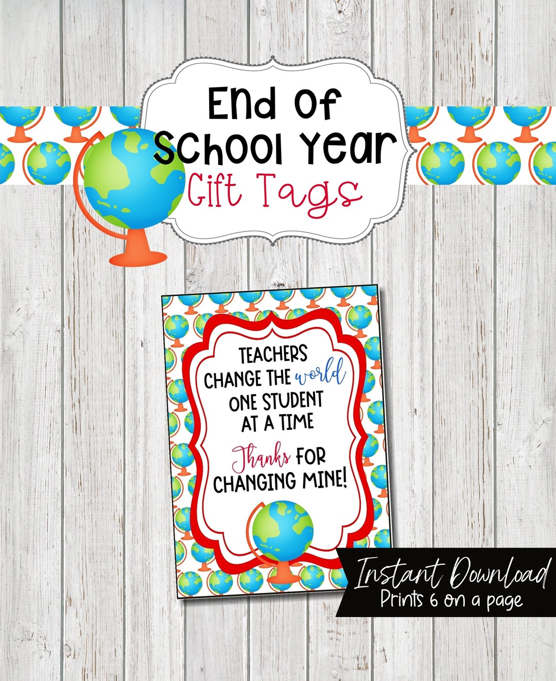 Teacher Gift Tags for the End of the School Year, Last Day of School ...
