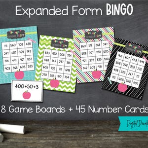 Expanded Form Bingo Game for Students, Math Games for School, 2nd 3rd ...