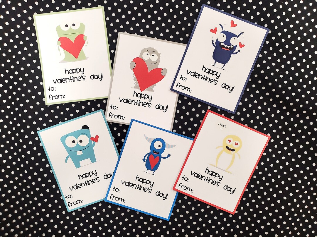 Kids Monster Valentine's Day Cards, Classroom Valentines, School ...