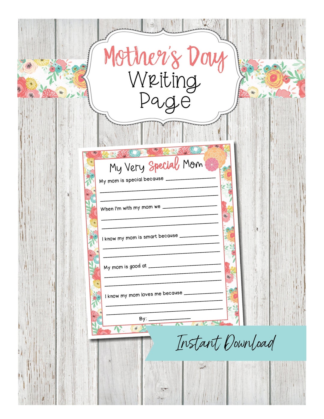 Kids Mother's Day Writing Page, Questions About Your Mom, My Very ...