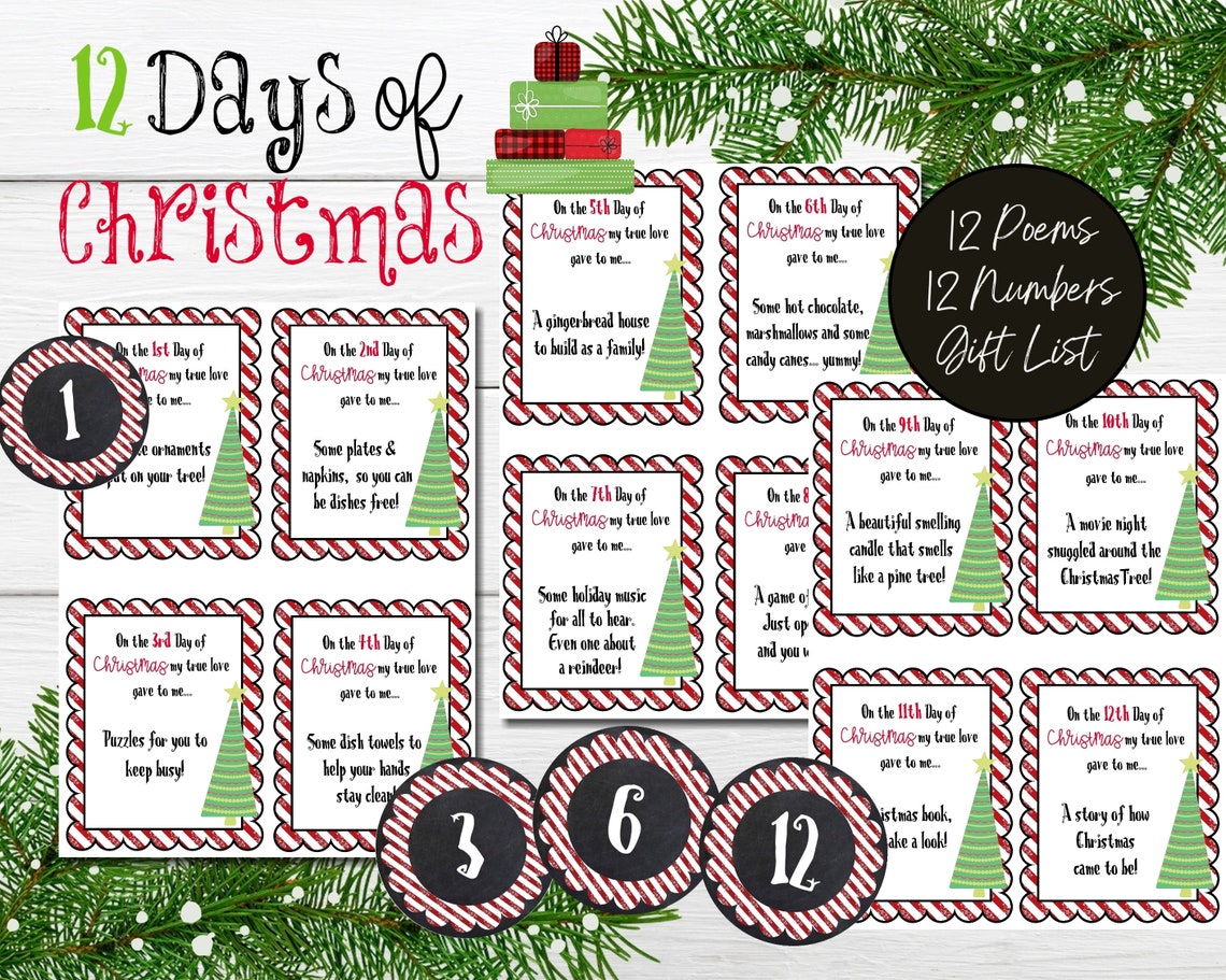 12 Days of Christmas Poems, 12 Days of Christmas Printables, Christmas ...