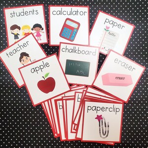 School Charades, School Cards for Memory, School Pictionary Cards ...