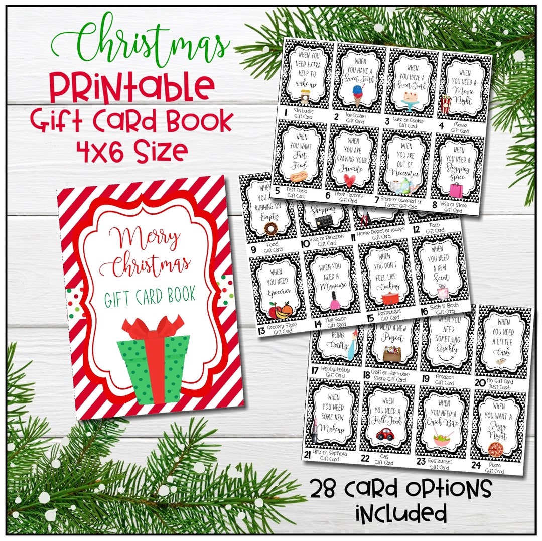 Christmas Gift Card Book Printables, 4x6 Gift Card Holder, Birthday ...