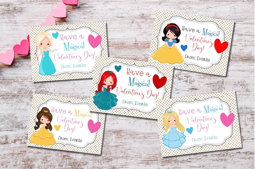 Princess Valentine's Day Cards, Girls Valentines, Princesses, Valentine ...