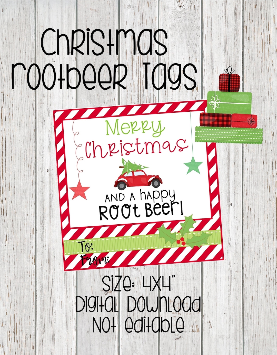 Christmas Root Beer Gift Tag, Printable Christmas Tags, Root Beer Gift ...