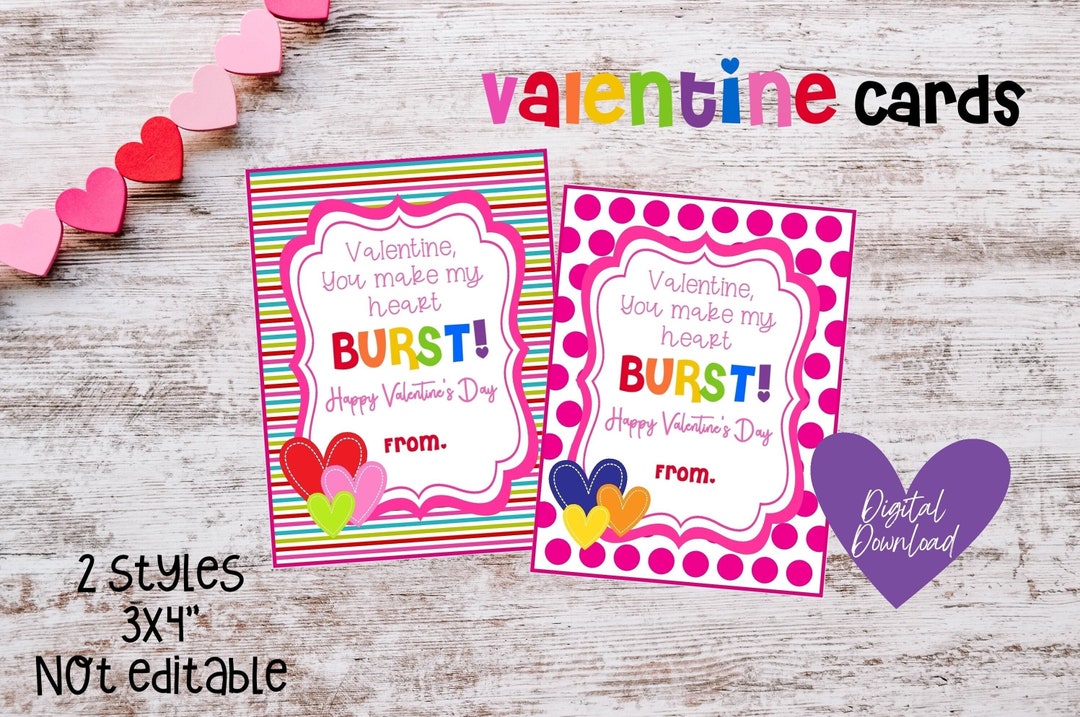Starburst Valentine Cards, Kids Valentines, Happy Valentine's Day ...