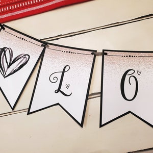 Black and White Printable Love Banner Valentines Banners | Etsy