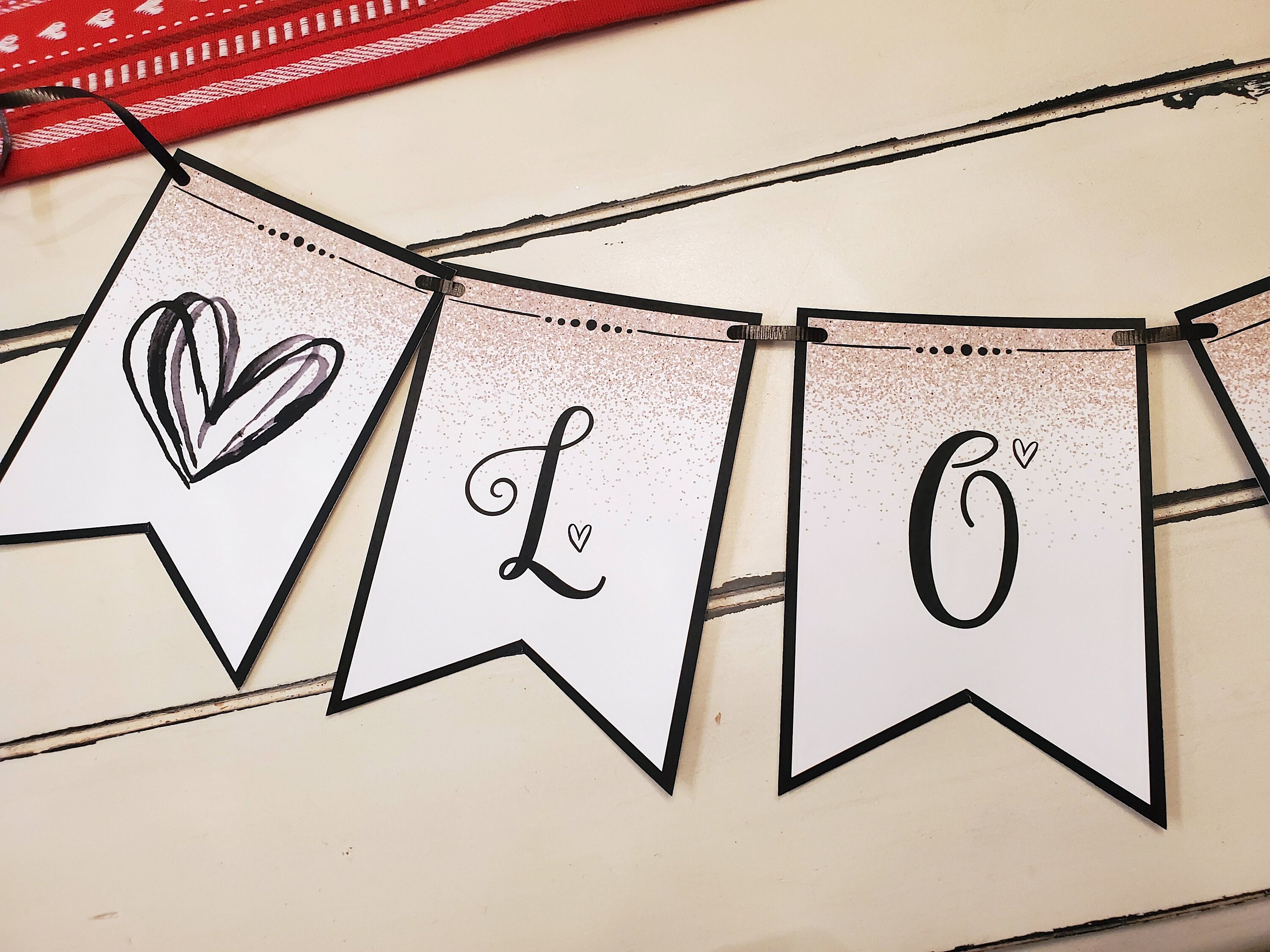 Black and White Printable Love Banner Valentines Banners | Etsy
