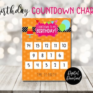 Birthday Countdown Chart, Printable Birthday Chart, Birthday Countdown ...